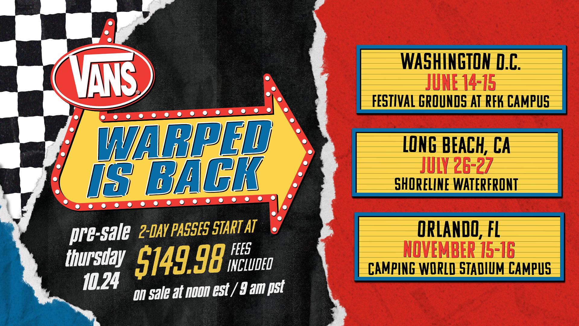 VANS WARPED TOUR TO CELEBRATE 30TH ANNIVERSARY IN 2025 WITH NEW SHOWS - IMM